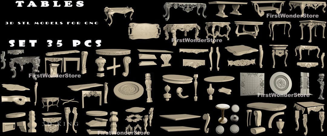 3D Table STL Models for CNC Router, Engraver, 3D Printer (35 Pcs) - Etsy