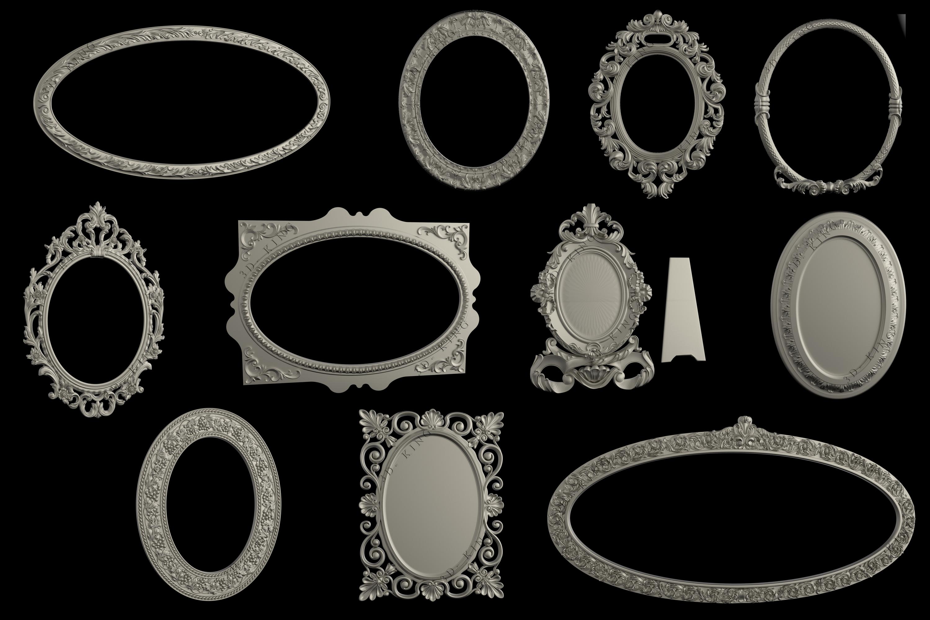 96 Pcs Oval & Circle Frame 3D STL Models for CNC Router, Engraver, 3D ...