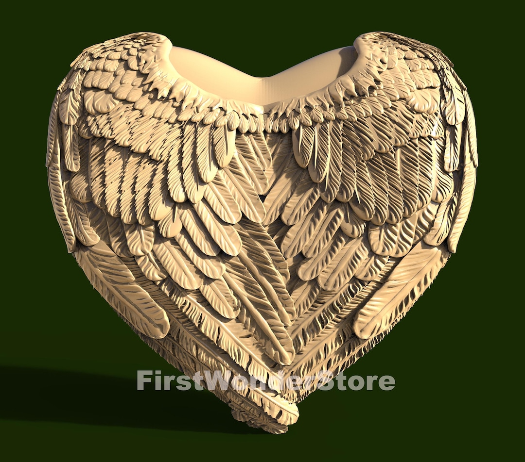 Heart in Wings 3D STL Model for CNC Router/engraver - Etsy