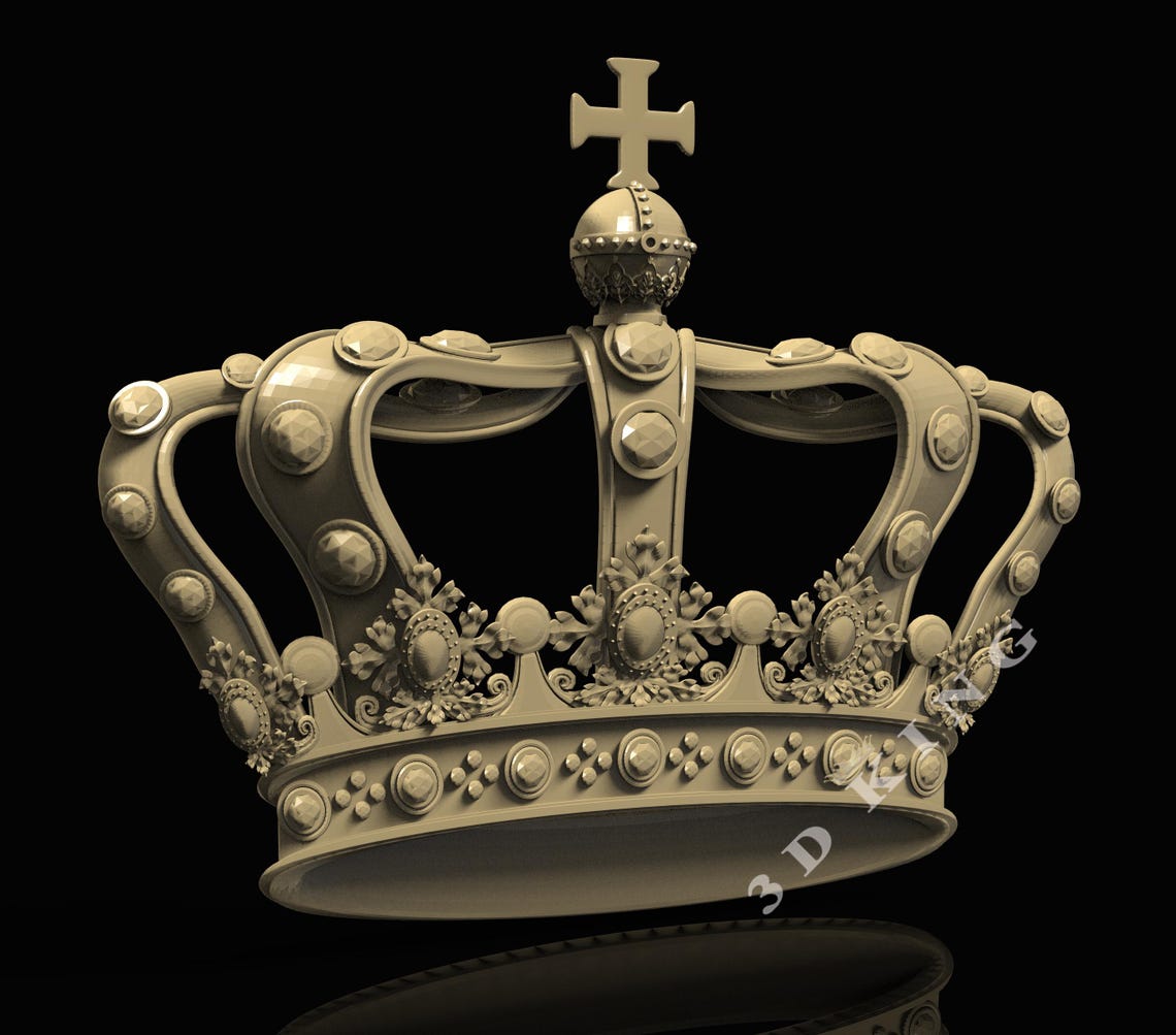 Crown 3D STL Models Flat Backside for CNC Router Machine, Engraver, 3D ...