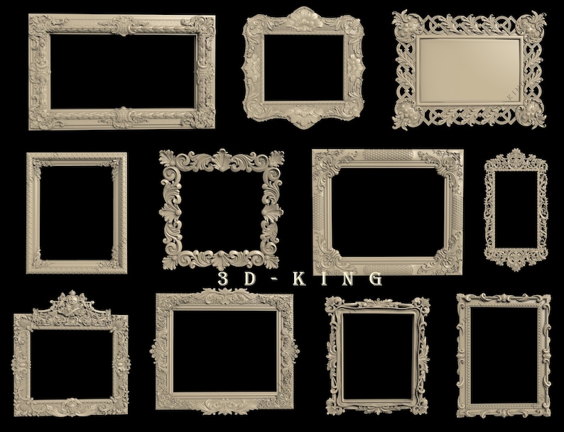 245 Pcs 3D STL Models of Square Rectangle Frames & Borders for CNC ...