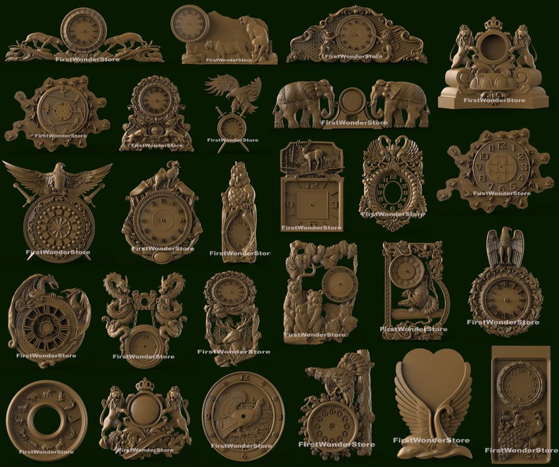 157 Pcs 3D STL Models of Different Decorative Watches Clocks Theme for ...