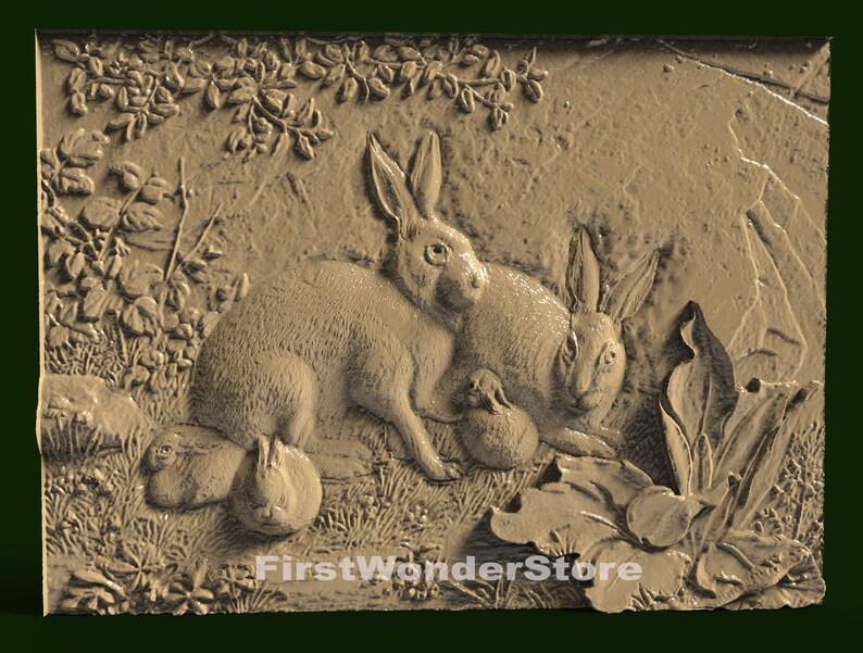8 Pcs 3D STL Models of Rabbit & Hare Theme for CNC Router, Engraver ...
