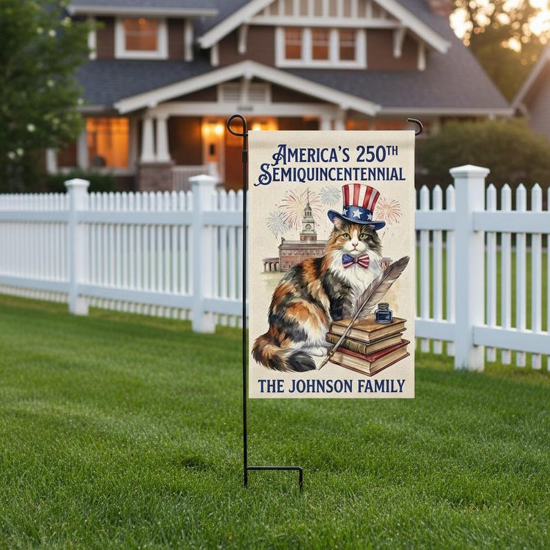 America 250th Semiquincentennial Garden Flag, Patriotic Dog and Cat ...