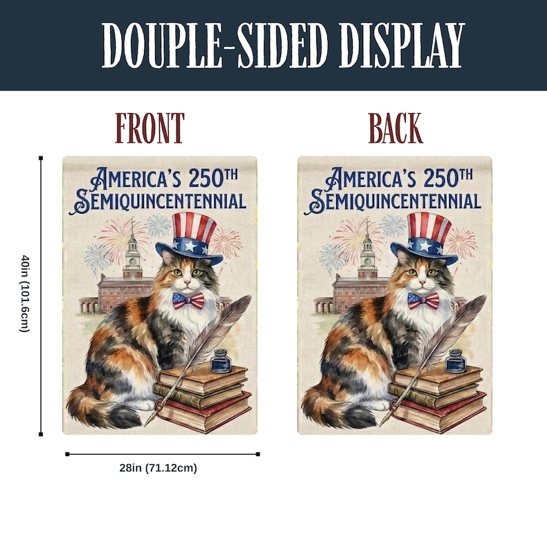 America 250th Semiquincentennial Garden Flag, Patriotic Dog and Cat ...