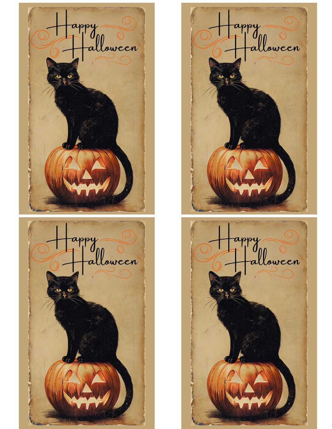 Halloween Gift Tags Printable Black Cat and Pumpkin Design Halloween ...