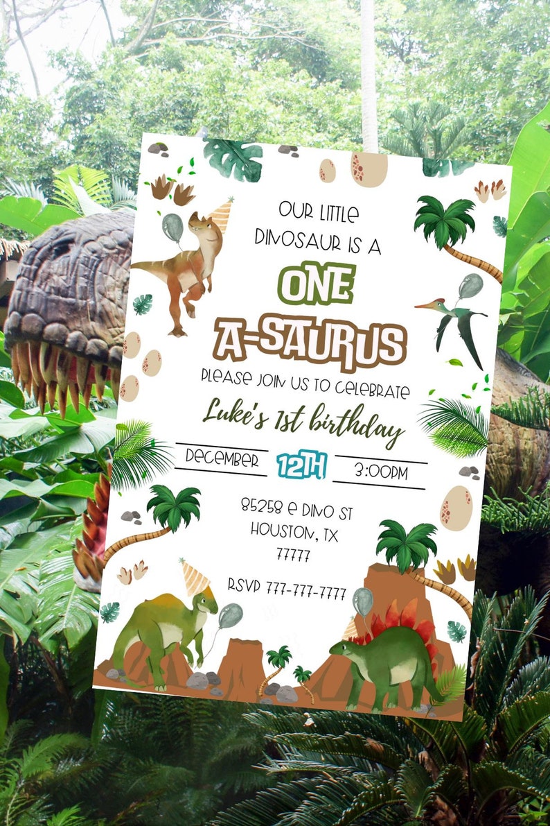 Our Little Dinosaur is a One A-saurus, Dinosaur Birthday, 1st Birthday ...