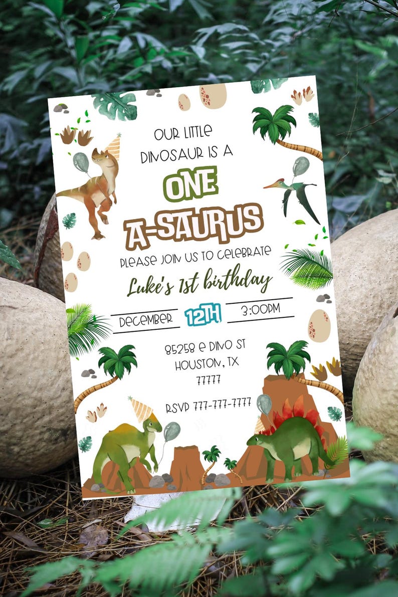 Our Little Dinosaur is a One A-saurus, Dinosaur Birthday, 1st Birthday ...
