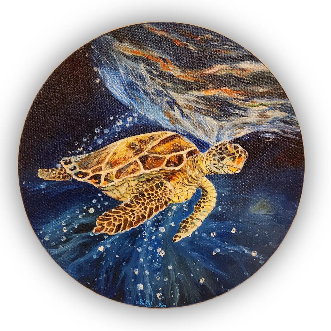 Underwater Turtle. Epoxy Resin. Oil Colours. Unique Painting - Etsy