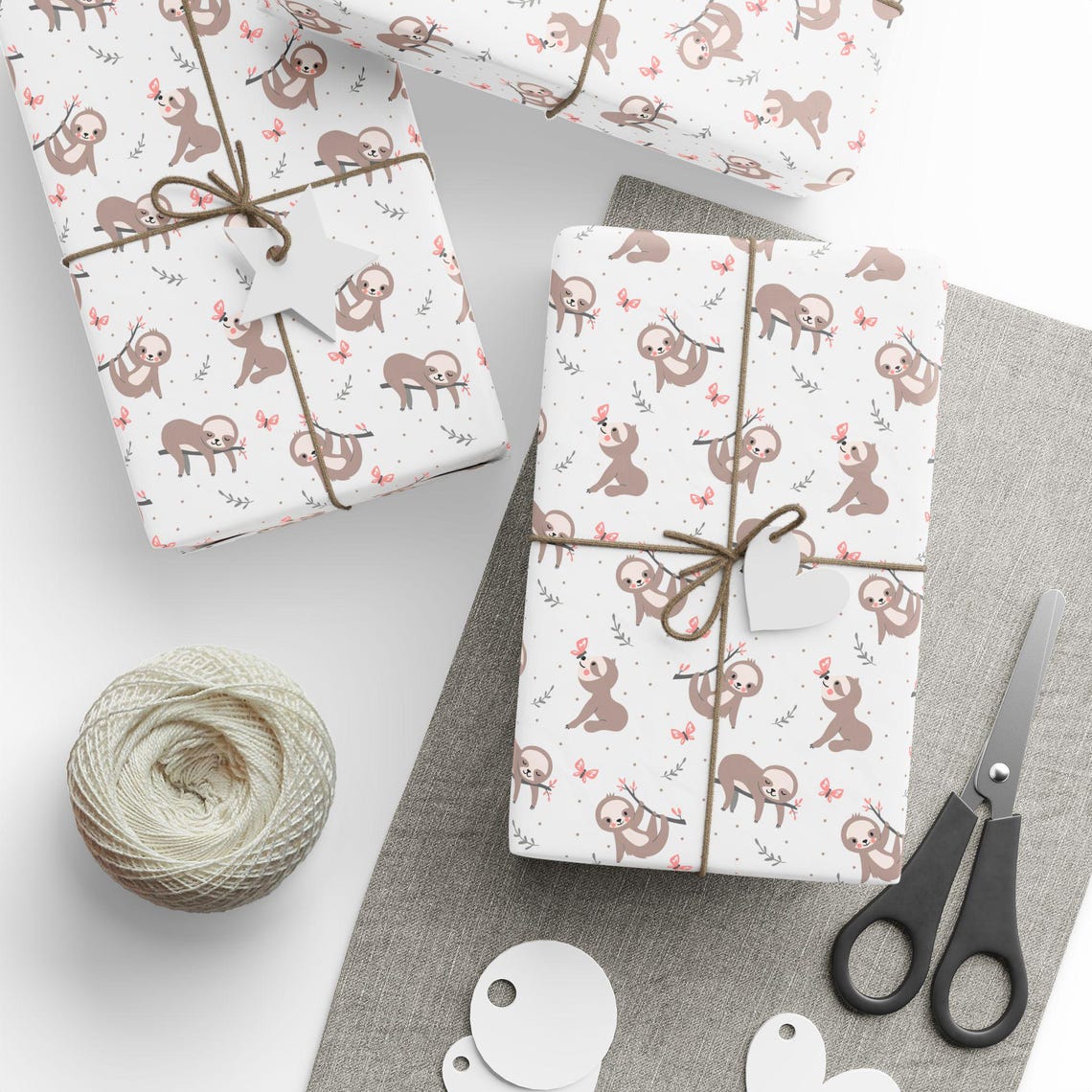 Adorable Baby Sloth Wrapping Paper - Baby Shower Gift Wrap - Gender ...