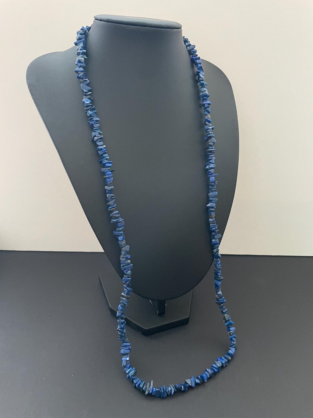 Long Vintage Lapis Lazuli Chip Necklace - Etsy