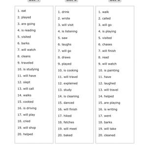 English Worksheet - 18 Verb Tenses Practice Sets - Beginner A1 English ...