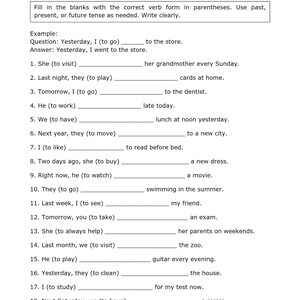 English Worksheet - 18 Verb Tenses Practice Sets - Beginner A1 English ...