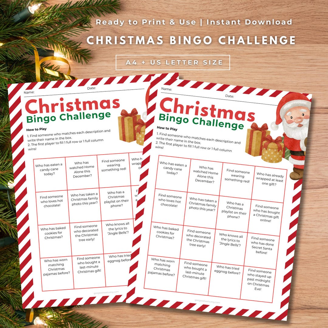 Christmas Bingo Game | Holiday Party Activity (A4 & US Letter PDF ...