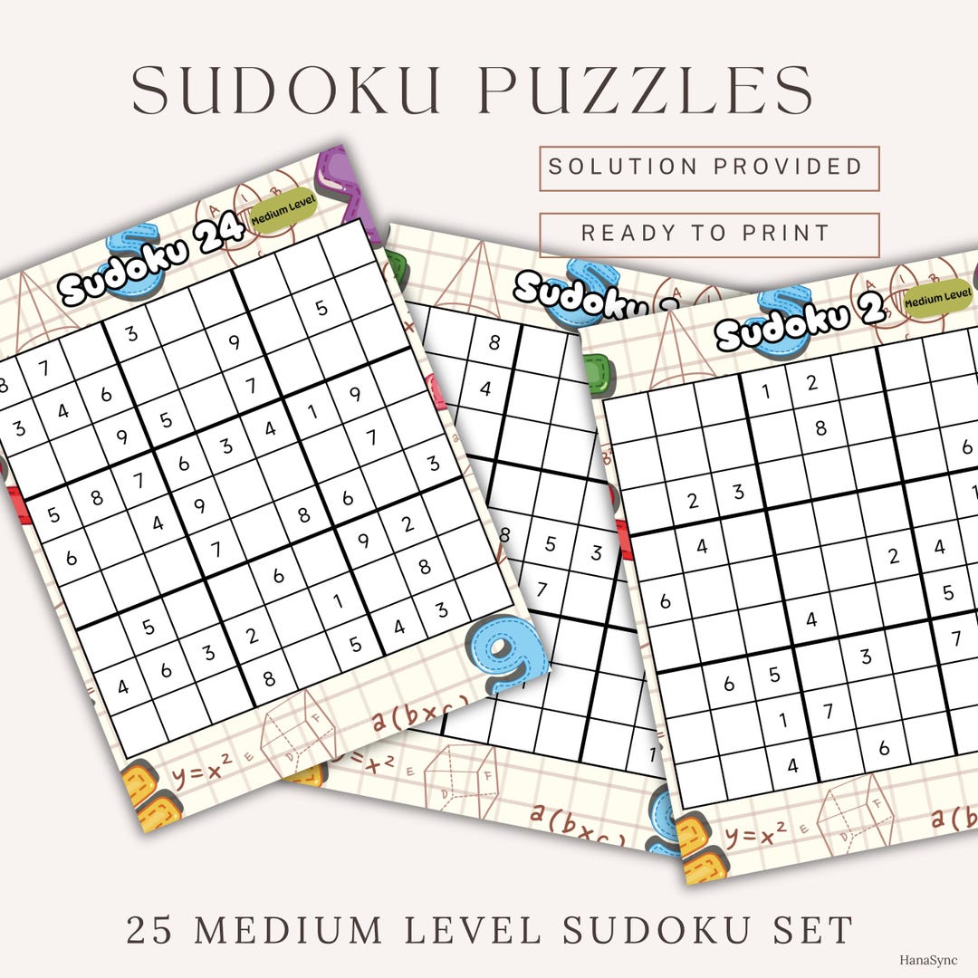 Sudoku Puzzles | Teenagers Ages 13 to 19 | 25 Printable Puzzles Medium ...