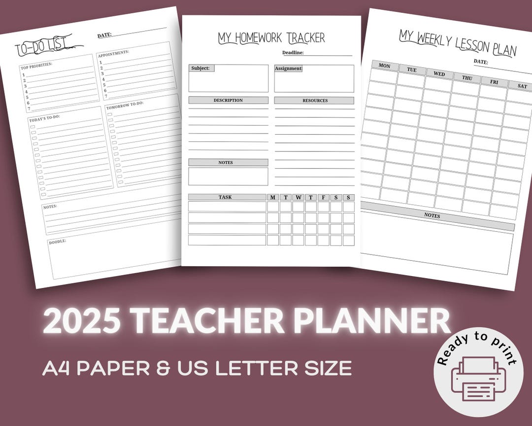 2025 Teacher Planner Printable | Customizable Planner for Lesson Plans ...