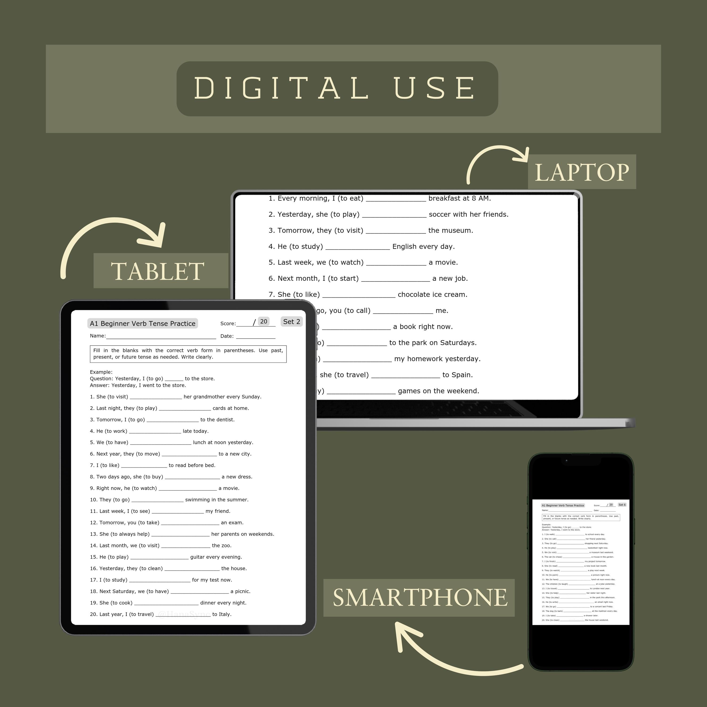 English Worksheet - 18 Verb Tenses Practice Sets - Beginner A1 English ...