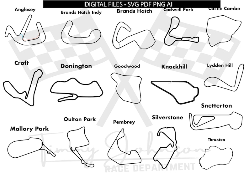 UK Race Tracks Digital Files Pdf Png Svg Ai Cadwell Park Silverstone ...