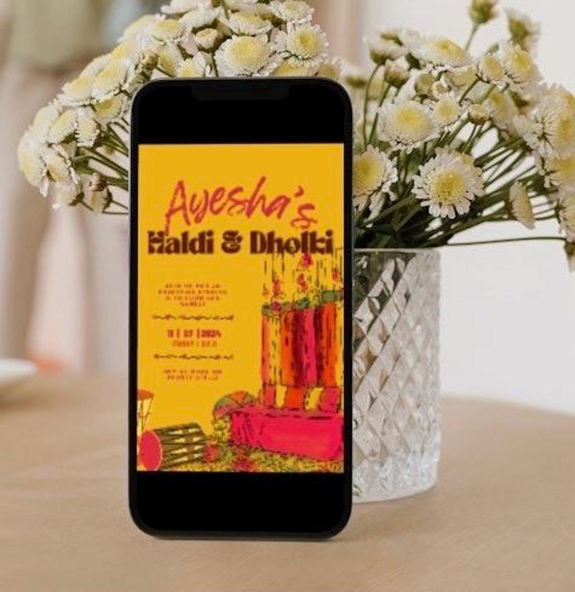 Colorful Haldi Invitation, Minimal Haldi Invite Custom Template, Mayoun ...