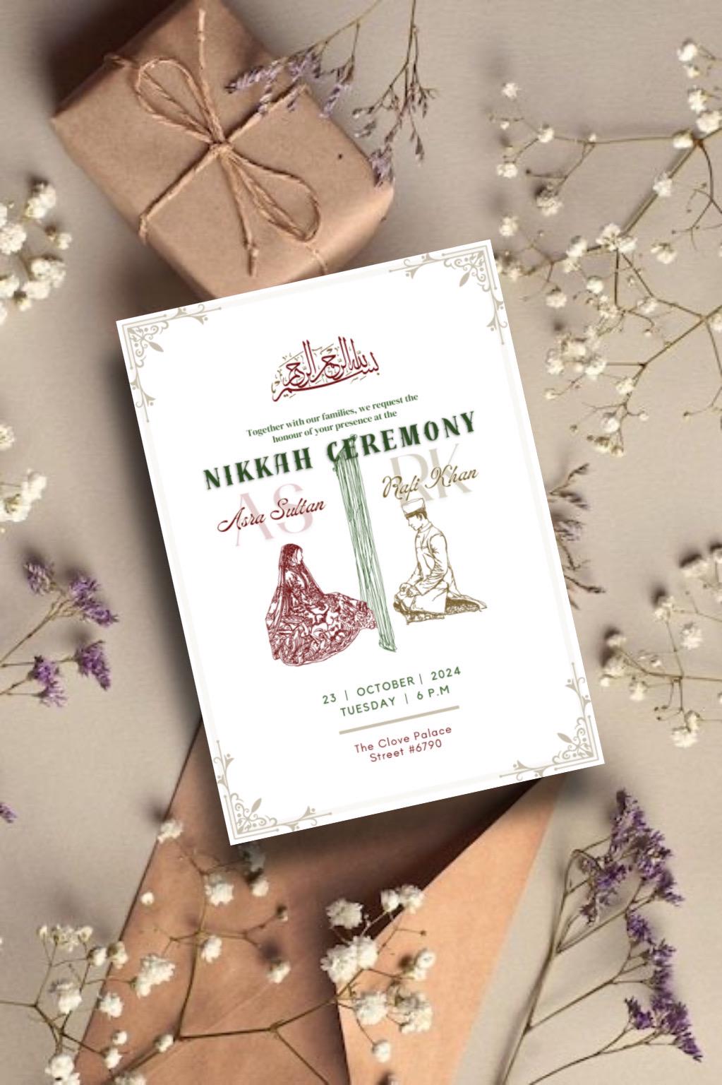 Classic Nikkah Invitation, Shaadi Nikah Invite Custom Template ...