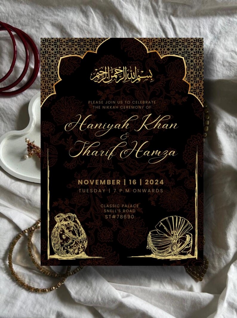 Classic Nikkah Invitation, Shaadi Nikah Invite Custom Template ...