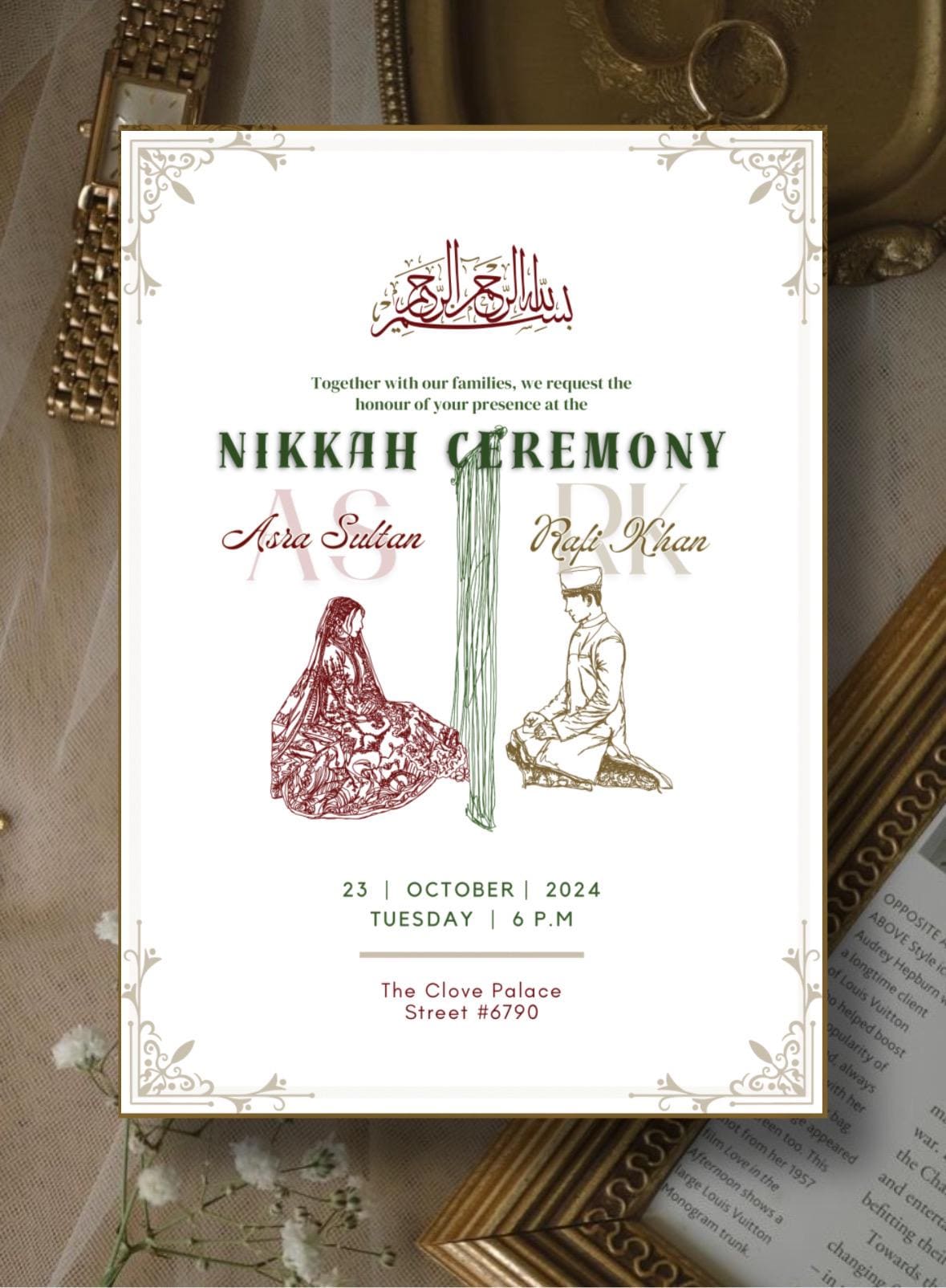 Classic Nikkah Invitation, Shaadi Nikah Invite Custom Template ...