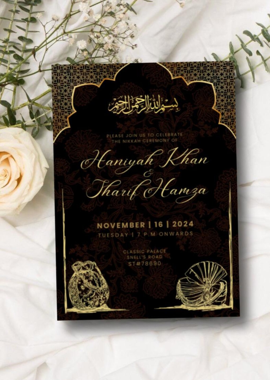 Classic Nikkah Invitation, Shaadi Nikah Invite Custom Template ...