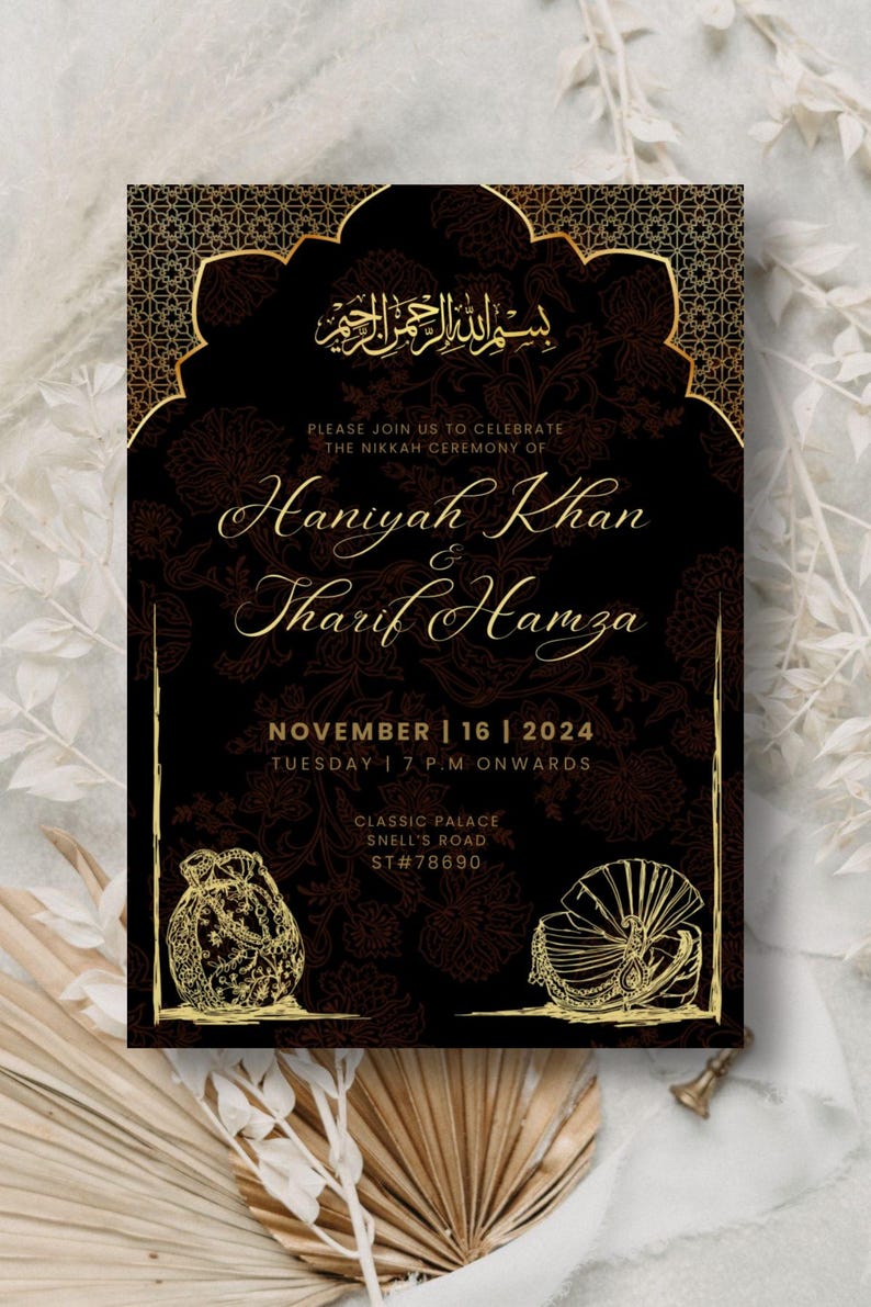 Classic Nikkah Invitation, Shaadi Nikah Invite Custom Template ...