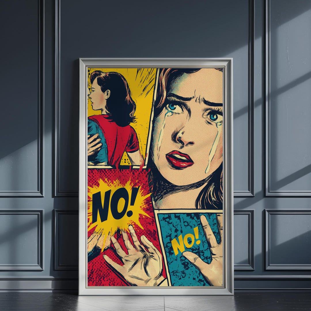 Pop Art NO Comic Poster, Vintage Comic Strip Wall Art Print, Crying ...
