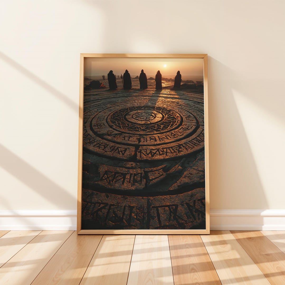 Ancient Stone Circle Art Print, Fantasy Ritual Poster, Dark Gothic ...