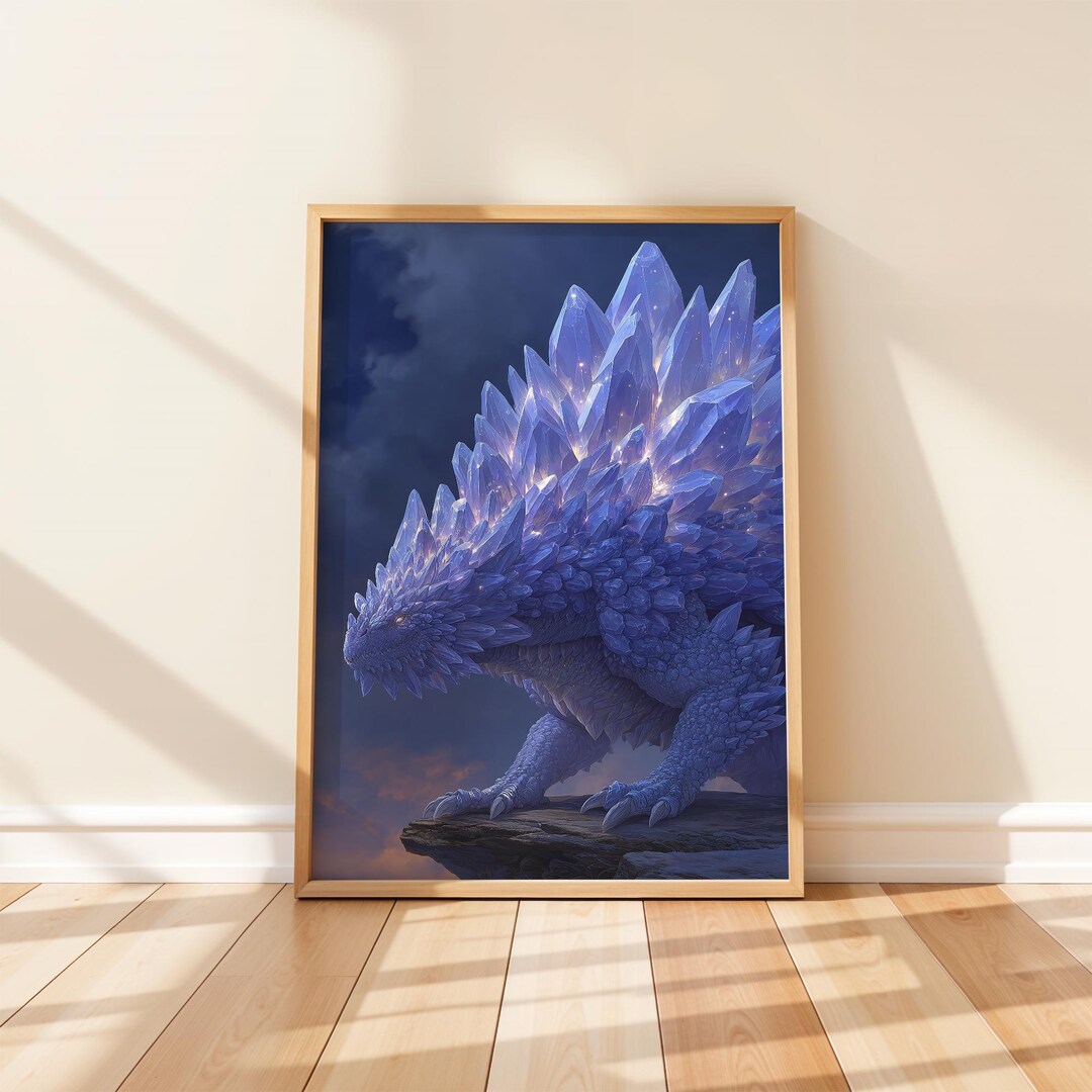 Crystal Dragon Art Print, Fantasy Poster, Shimmering Crystal Scales ...