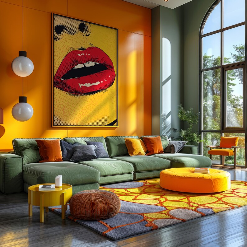 Pop Art Red Lips Poster, Comic Style Wall Art Print, Vintage Retro Glam ...