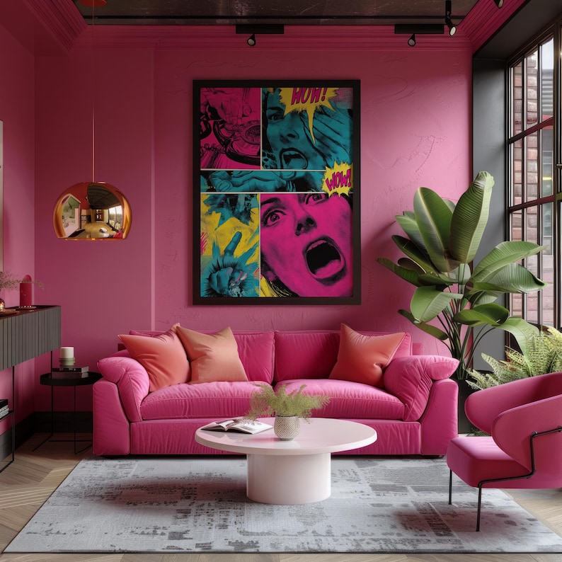 Pop Art Comic Shock Poster, Screaming Woman Wall Art Retro Comic Style ...