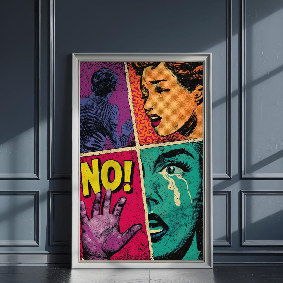 Pop Art Comic NO Poster, Retro Crying Woman Wall Art Print, Bold Color ...