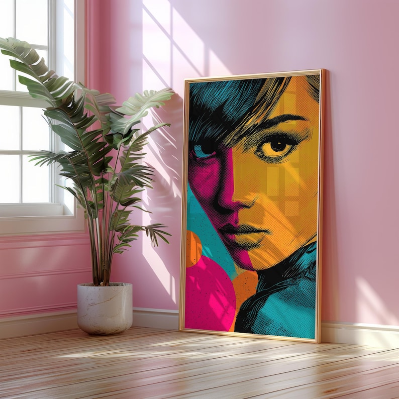 Pop Art Woman Portrait Poster Print, Retro Comic Style Wall Art ...