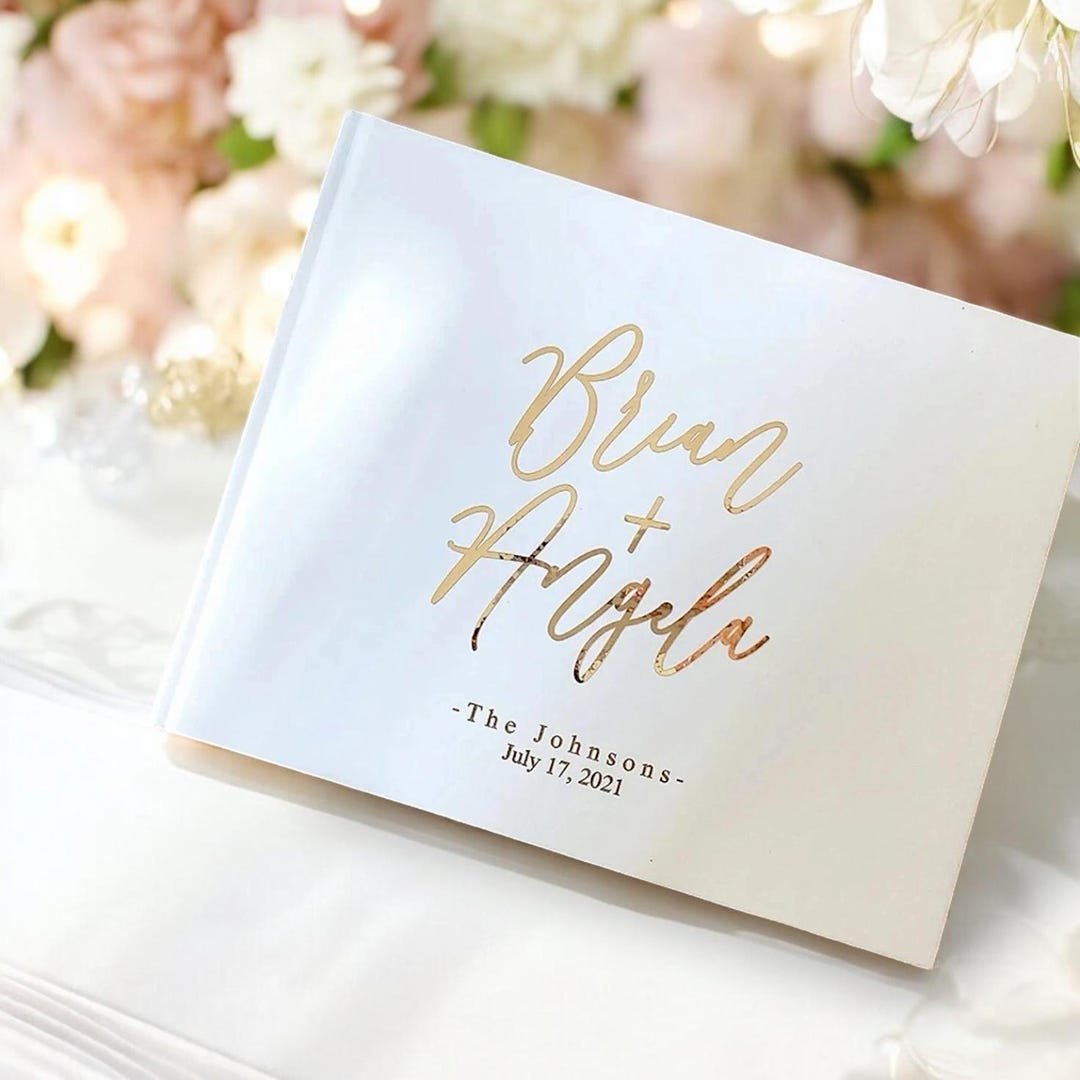 Personalized Wedding Guest Book – White/black Noble Message Photo Album ...