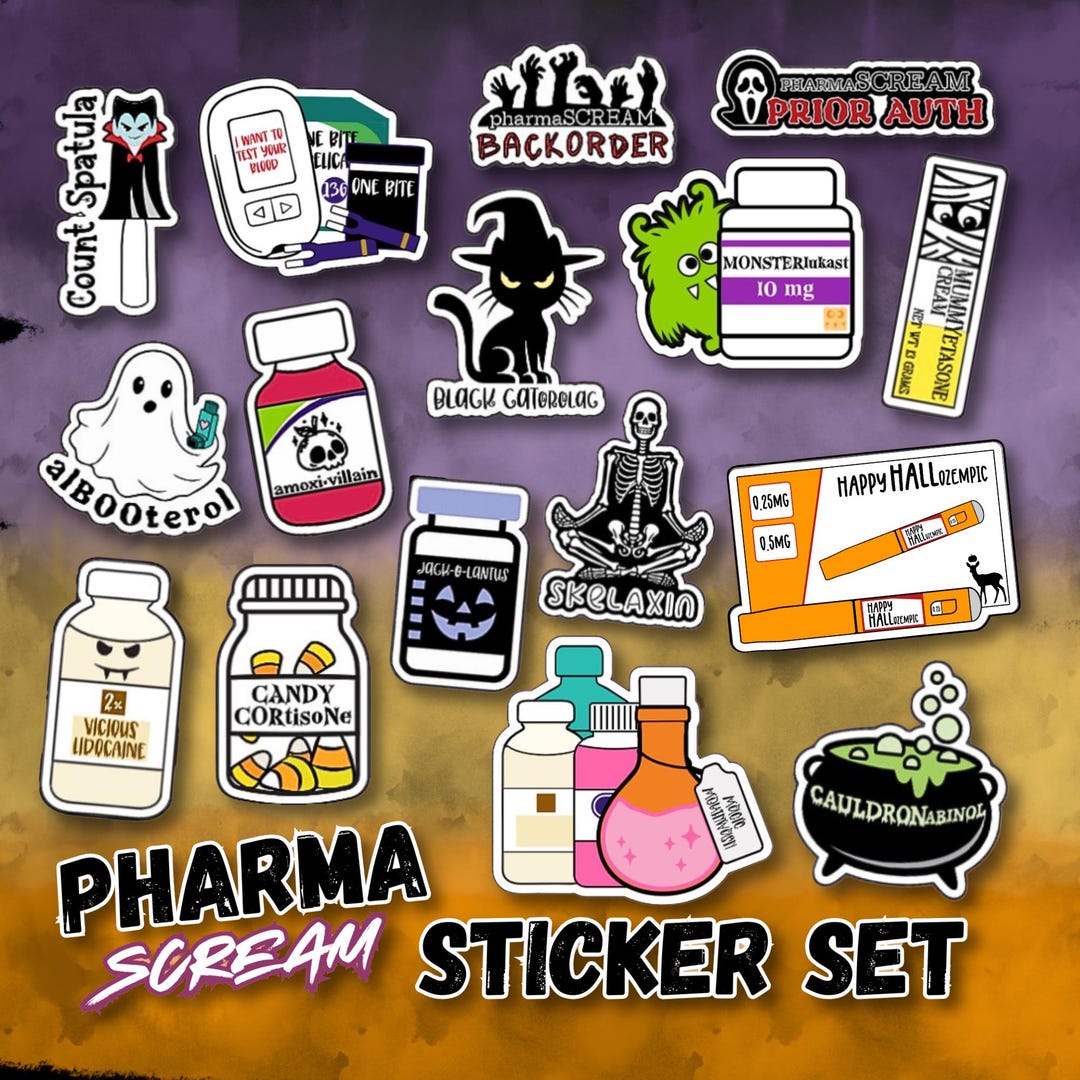 Spooky Medication-themed Halloween Sticker Set for Pharmacy Techs ...