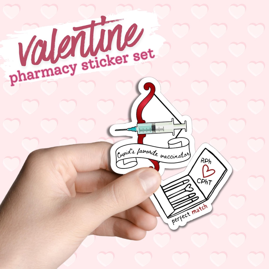 Valentine's Day Pharmacy-themed Stickers - Set of 10 Vibrant Water ...