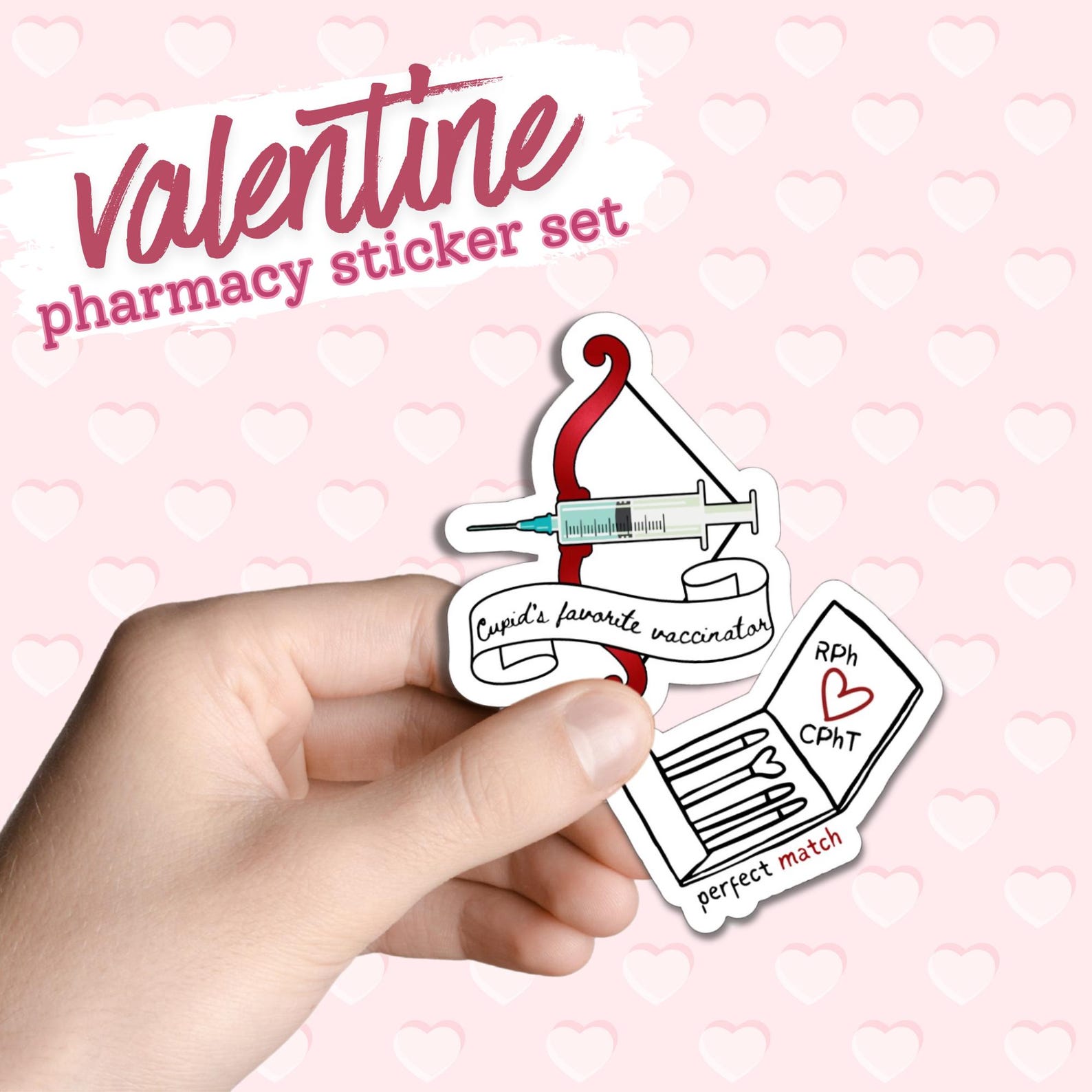 Valentine's Day Pharmacy-themed Stickers - Set of 10 Vibrant Water ...
