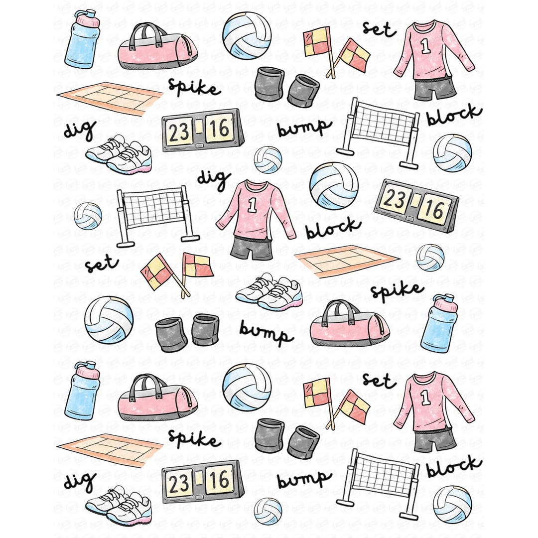 Volleyball Doodle Sketch PNG | Adorable Collage of Volleyballs, Court ...