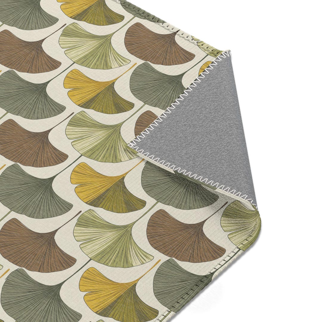 Ginkgo Leaf Area Rug, Home Decor, Room Decor, Nature Rug, Botanical Rug ...