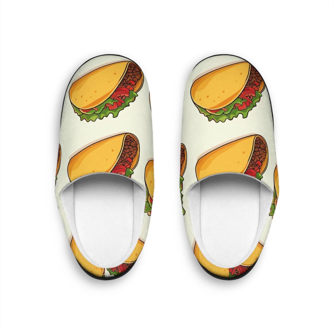 Men's Slippers, Funny Taco's Design, Indoor Present Shoe, House Shoe ...