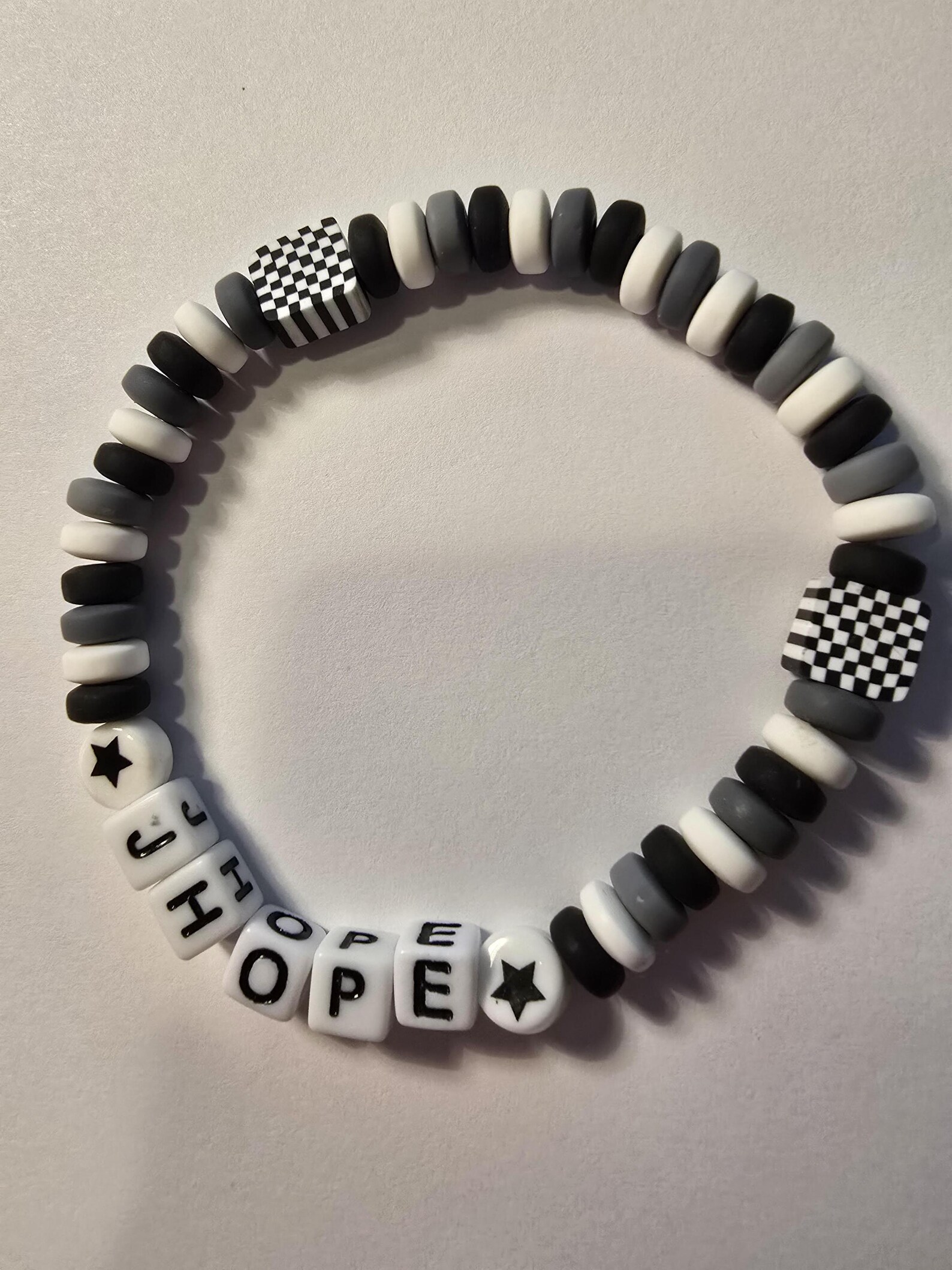 BTS Member Bracelet Jhope Black and White Polymer Beads With Checker ...