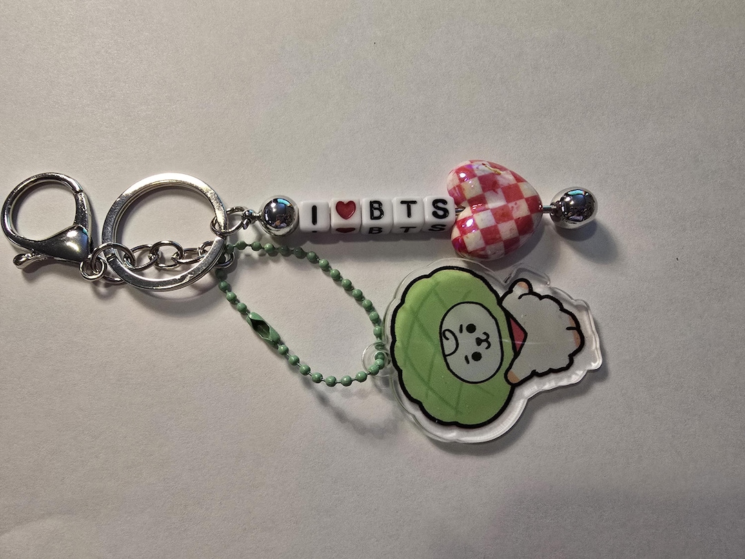 BTS Member RJ Keychain Pink Checkers Heart I Heart BTS - Etsy