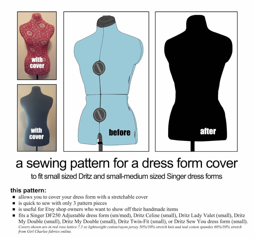 Small Dress Form Cover Sewing Pattern (fits Dritz and Singer). Digital ...