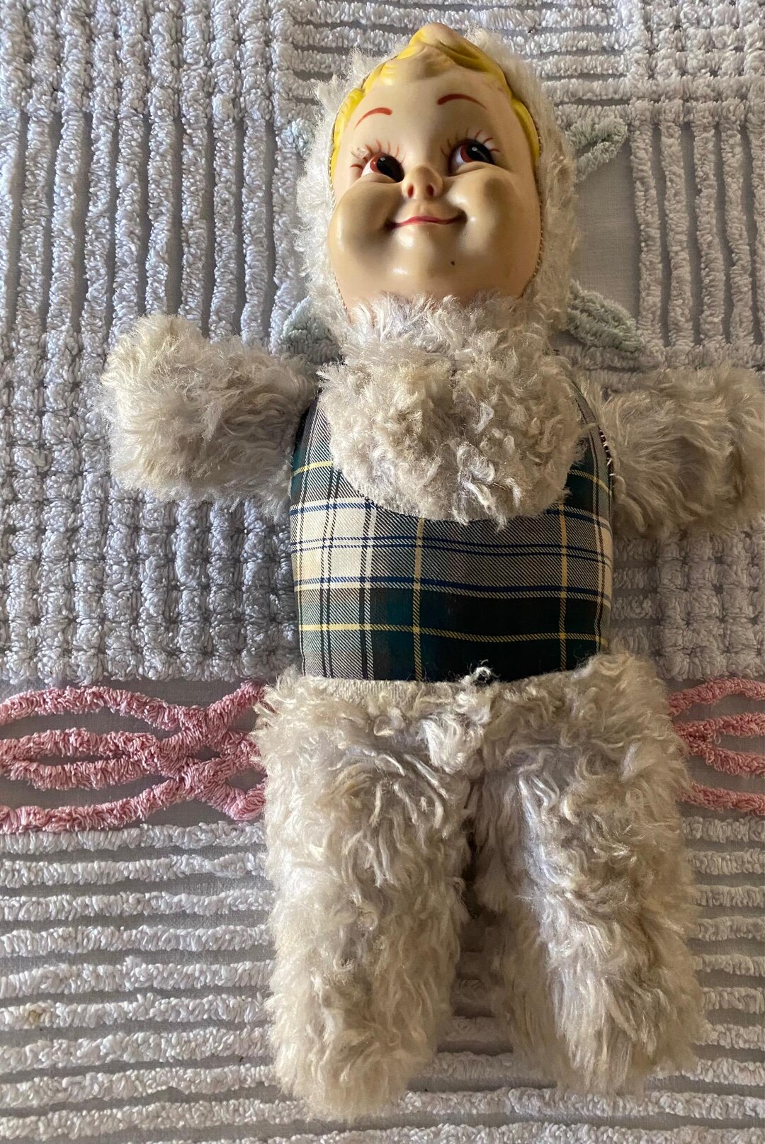 Vintage 1960’s RUSHTON Adorable 16" Baby Doll Rubber Face White Plush ...