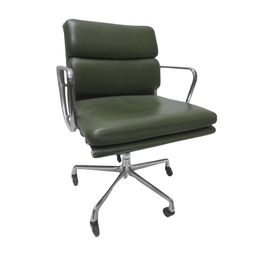 Herman Miller Eames Soft Pad Management Chair in Dark Green Leather ...
