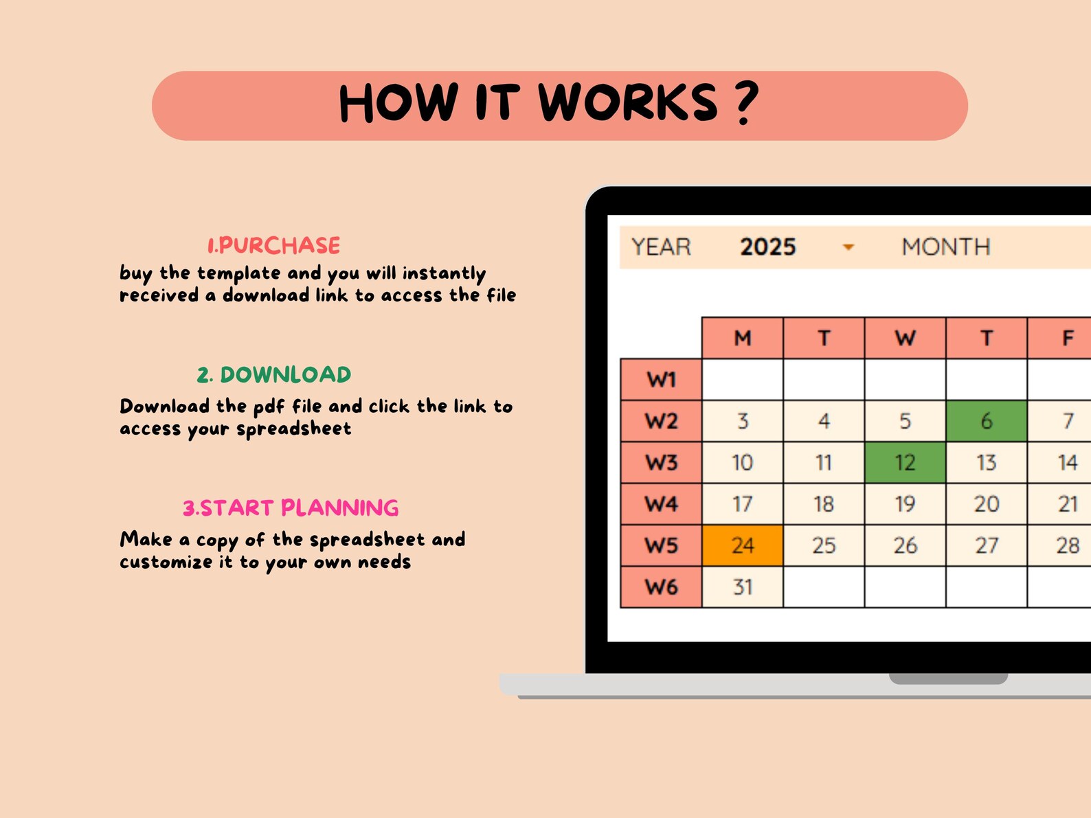 Monthly Calendar & To-do List |simple Task Planner | Digital Monthly ...