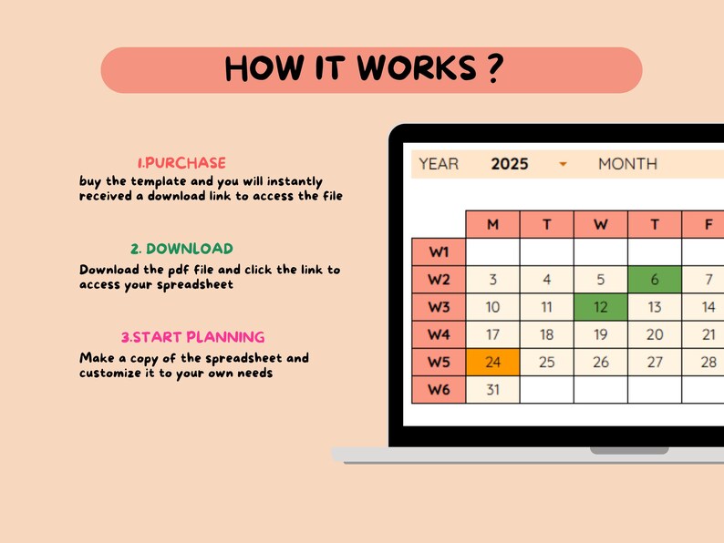 Monthly Calendar & To-do List |simple Task Planner | Digital Monthly ...