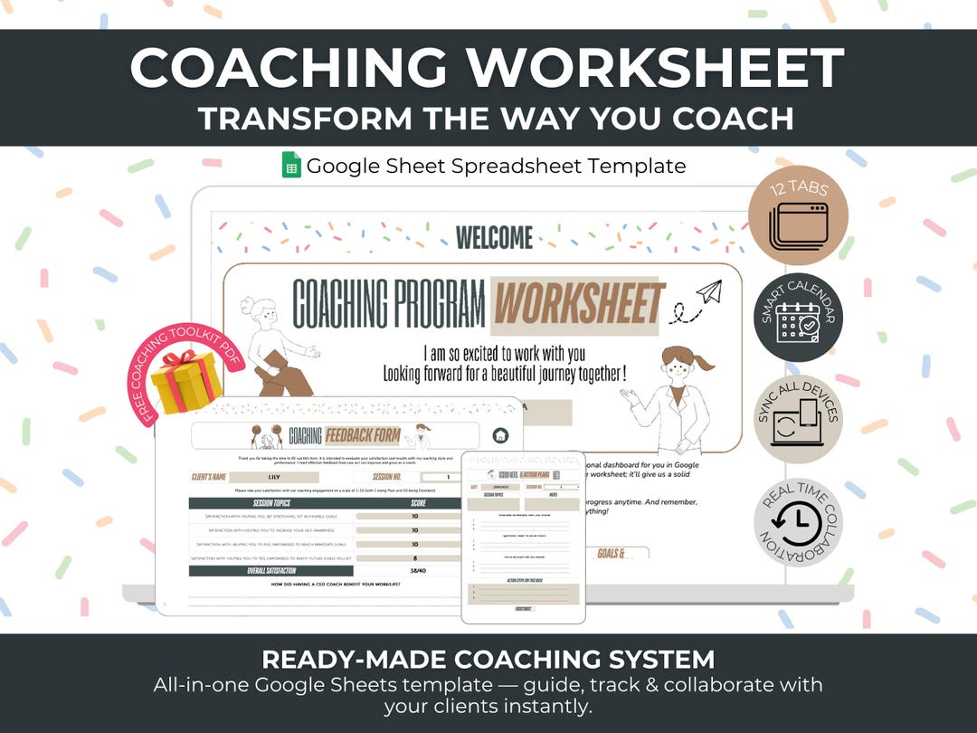Coaching Worksheet in Google Sheets | Ready-made Editable Coaching ...